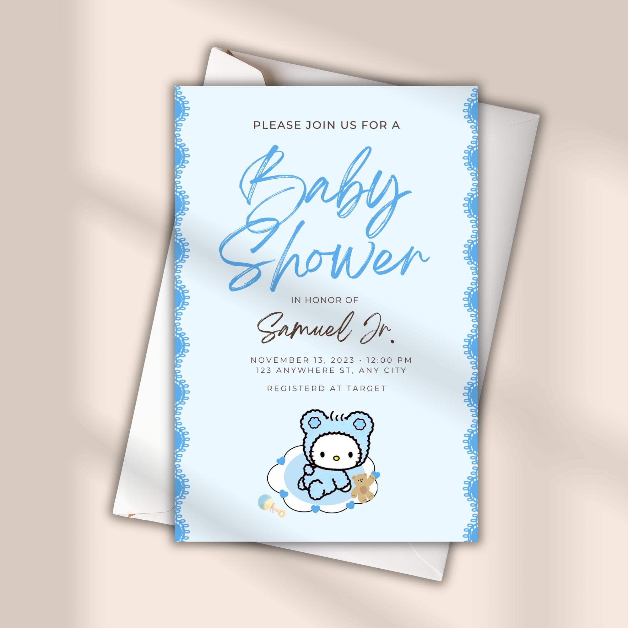 Kitty Baby Shower Invitation Editable Digital, Baby Shower Invitation ...
