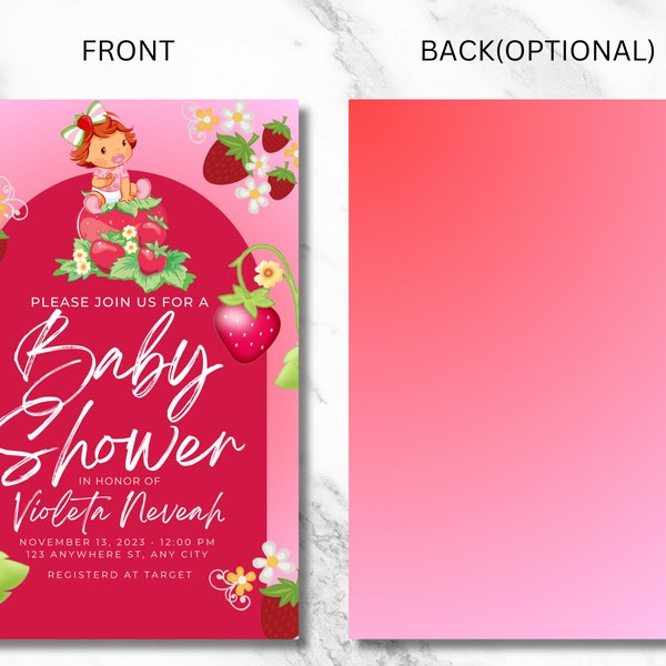 Strawberry Shortcake Baby Shower Invitation Template - Etsy