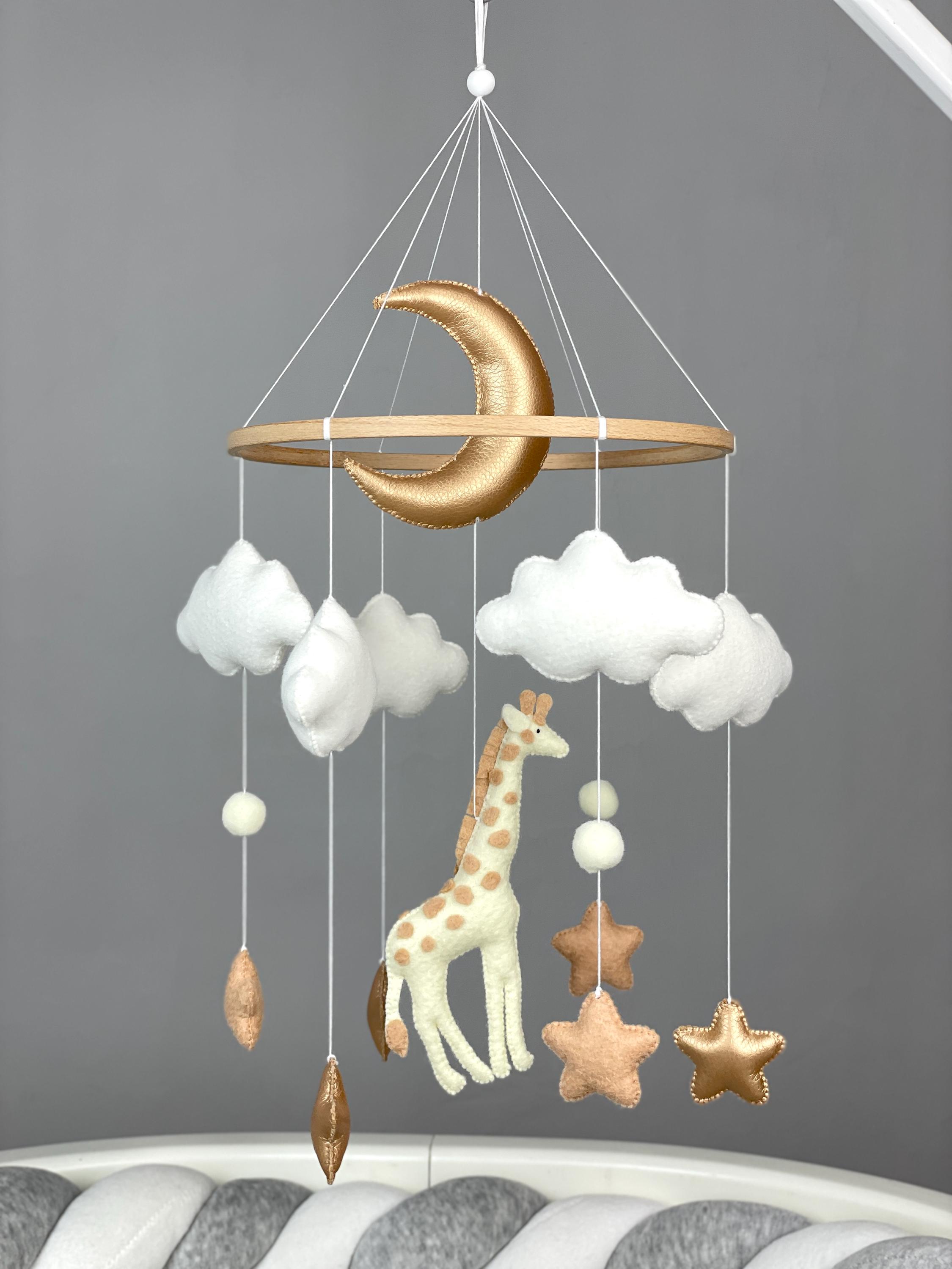 Giraffe Baby Mobile Neutral Safari Nursery Decor Baby Crib Mobile Felt ...