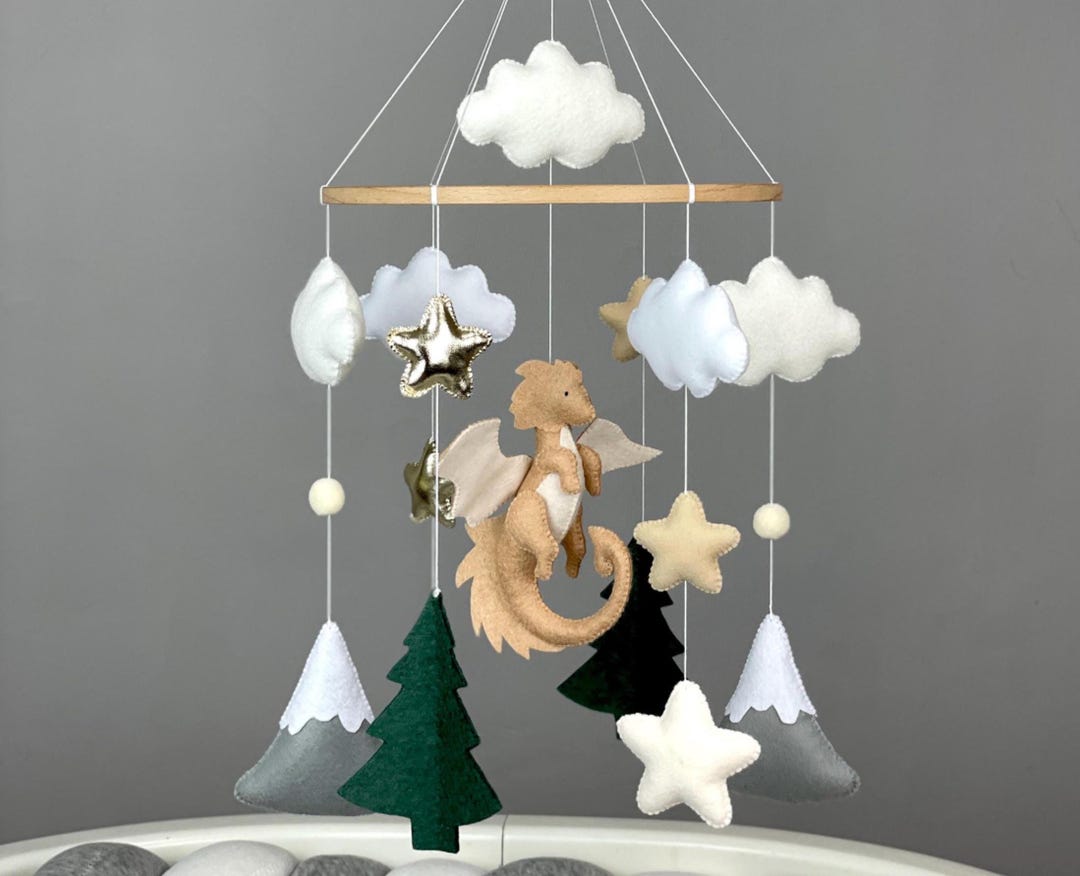 Dragon Baby Mobile Crib Fantasy Nursery Decor Felt Dragon Hanging ...
