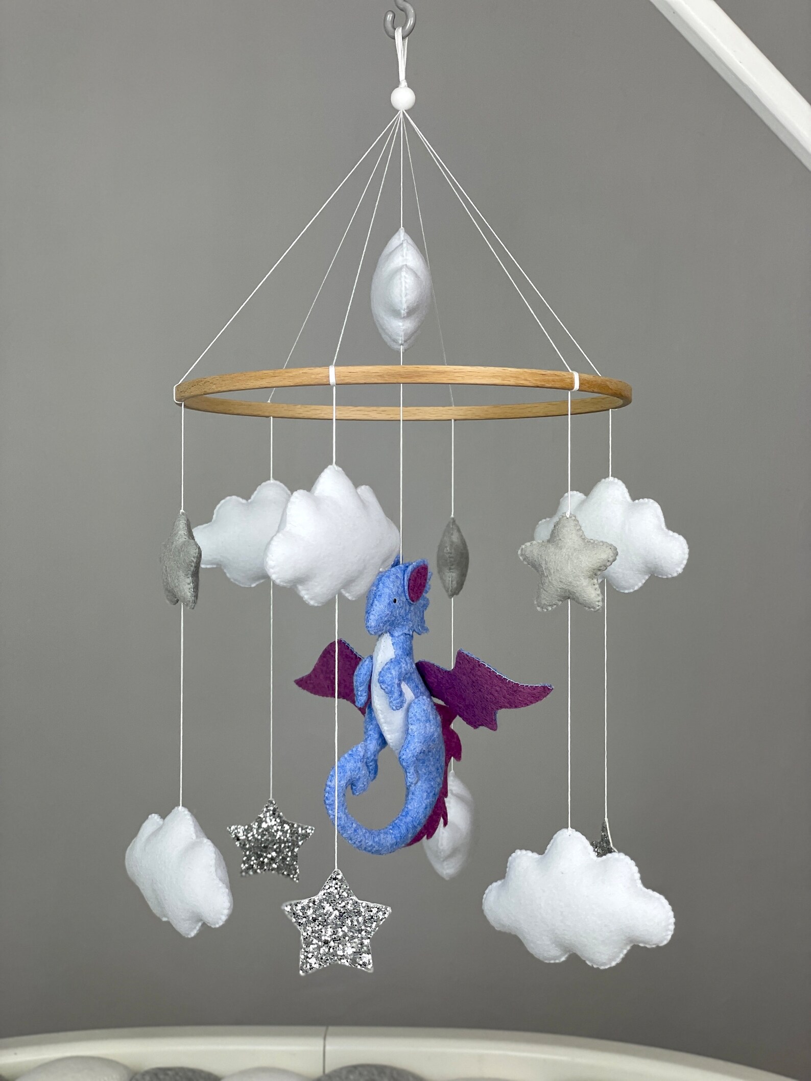 Dragon Baby Mobile Sapphire Dragon Crib Mobile Felt Hanging Dragon ...