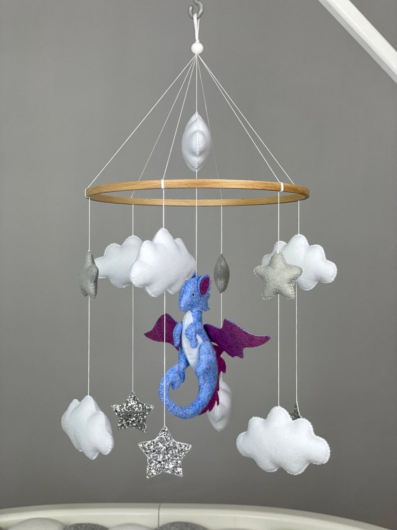 Dragon Baby Mobile Sapphire Dragon Crib Mobile Felt Hanging Dragon ...