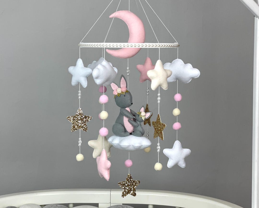 Bunny Baby Mobile for Girl Bunny Nursery Decor Baby Girl Crib Mobile ...