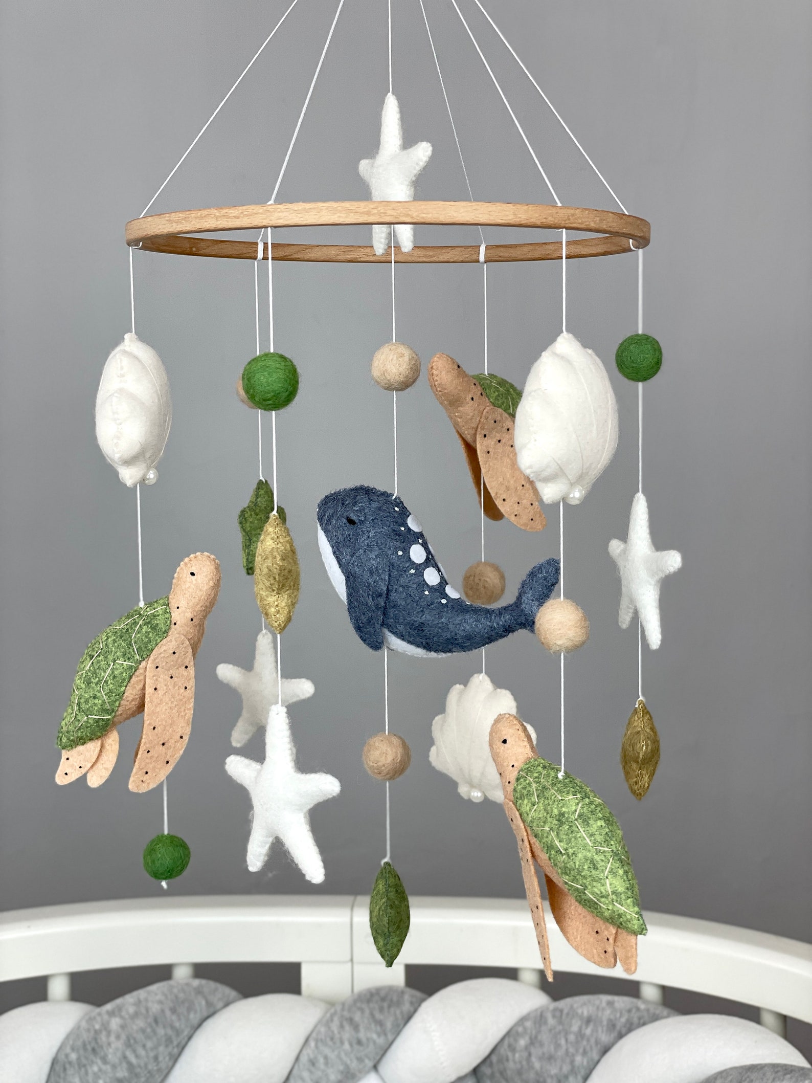 Ocean Baby Mobile Neutral Felt Whale Mobile Crib Turtle Mobile Nautical ...