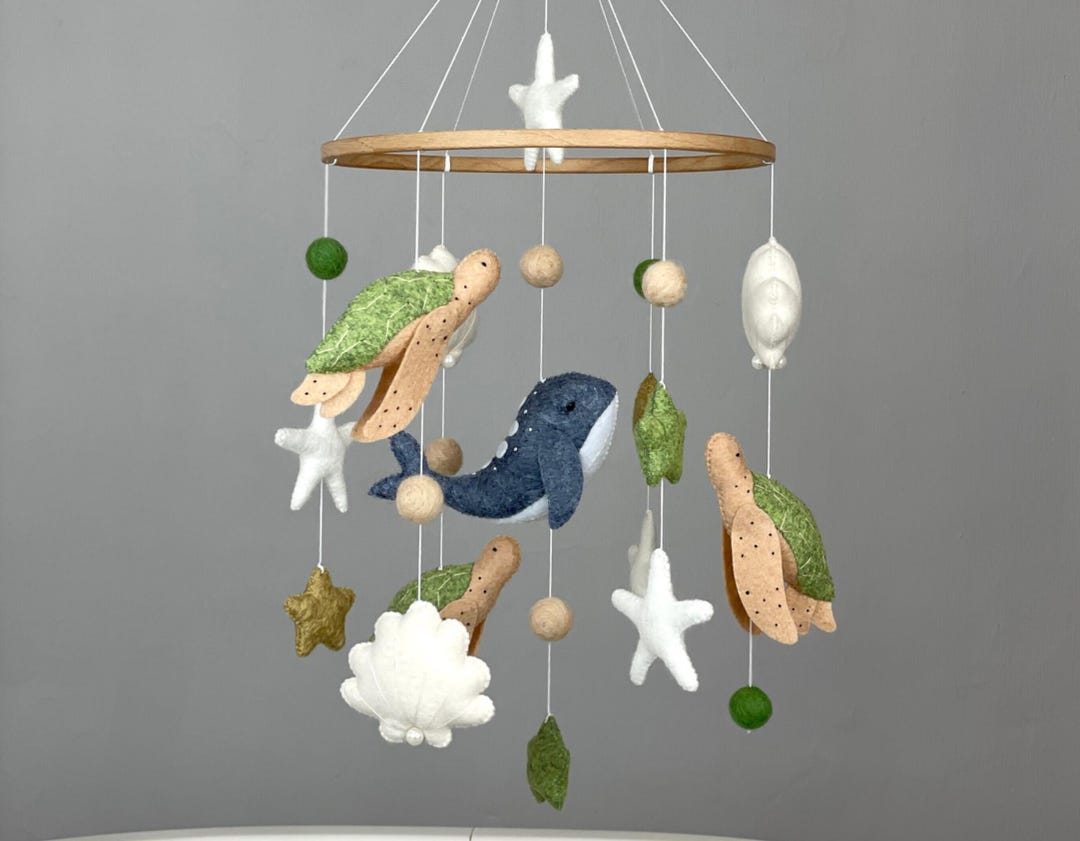 Ocean Baby Mobile Neutral Felt Whale Mobile Crib Turtle Mobile Nautical ...
