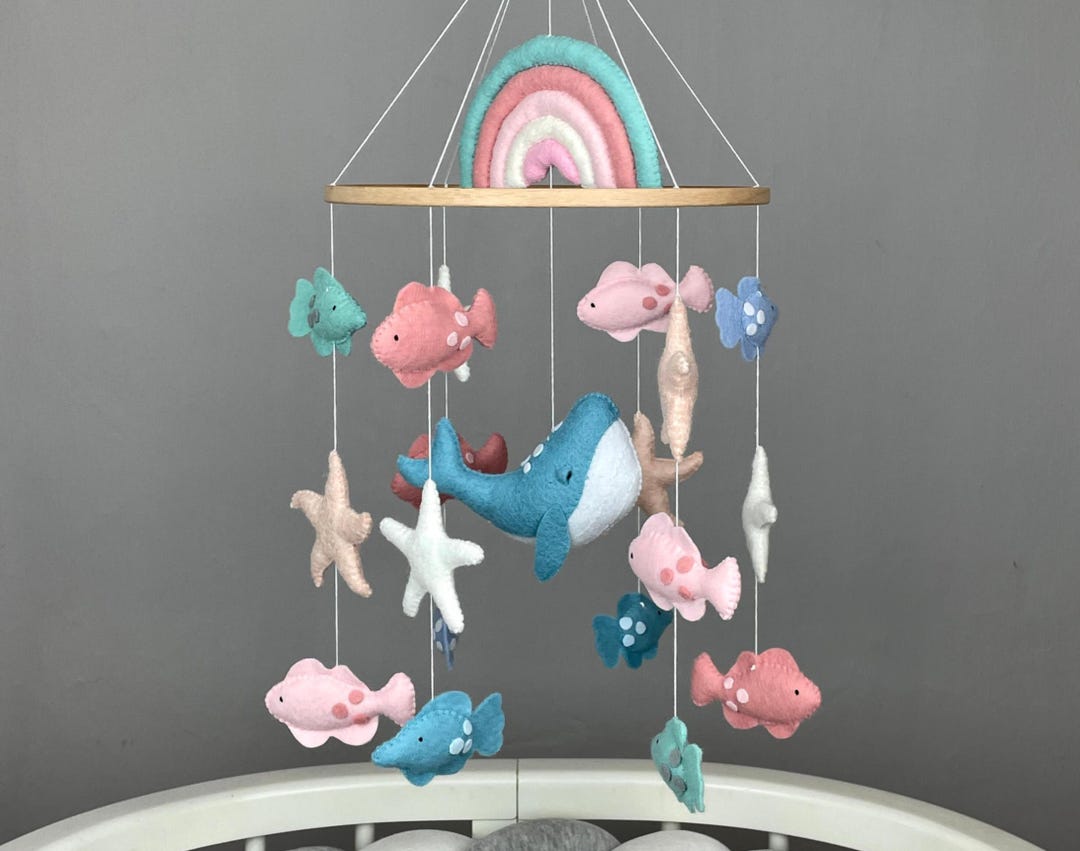 Ocean Baby Mobile Girl Whale Nursery Mobile Crib Rainbow Fish Mobile ...