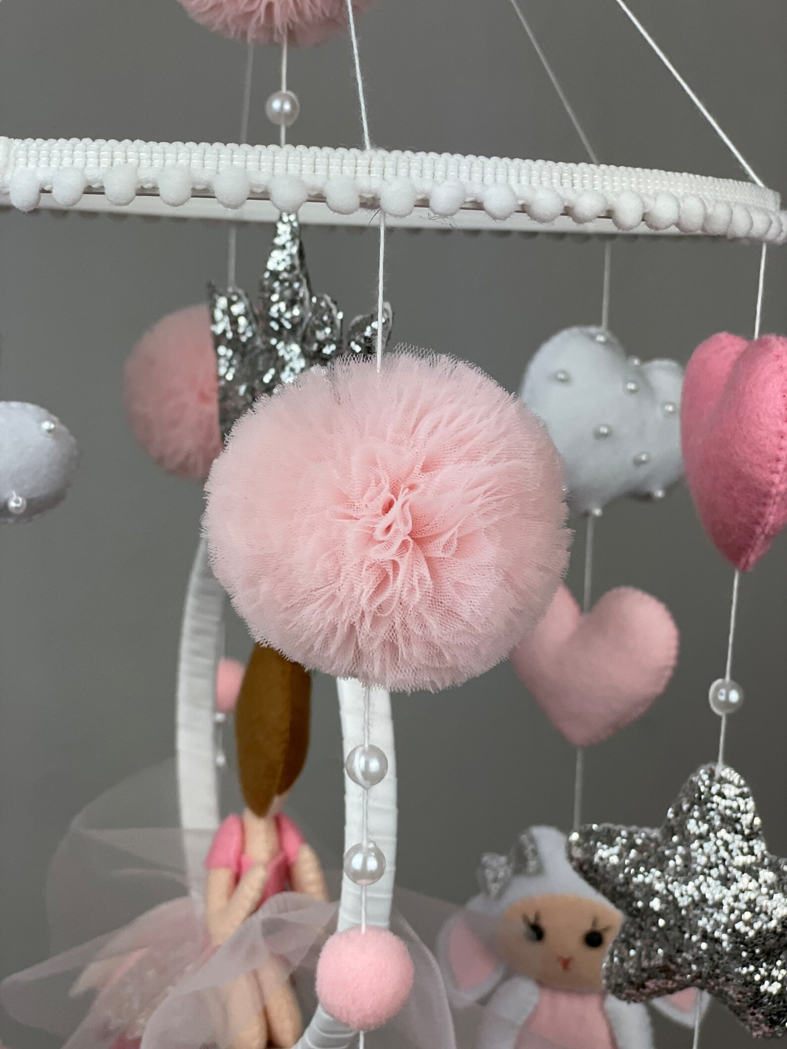 Baby Mobile Girl Princess Nursery Boho Mobile Felt Baby Mobile Baby ...