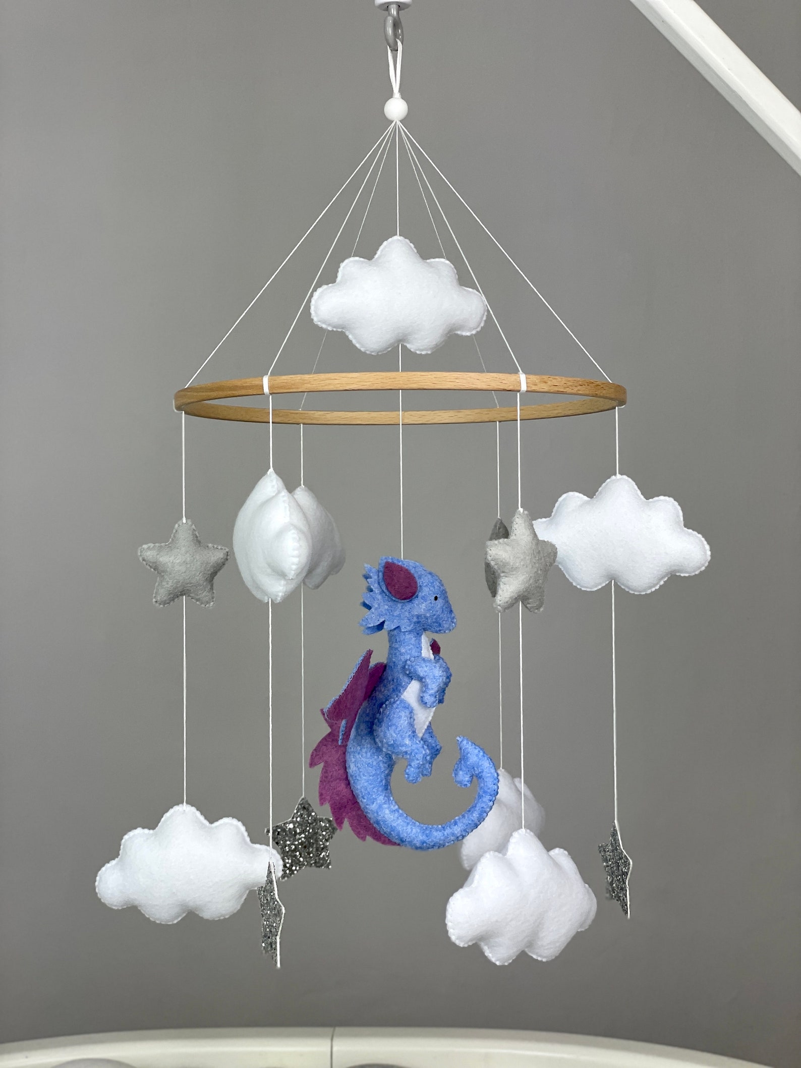 Dragon Baby Mobile Sapphire Dragon Crib Mobile Felt Hanging Dragon ...