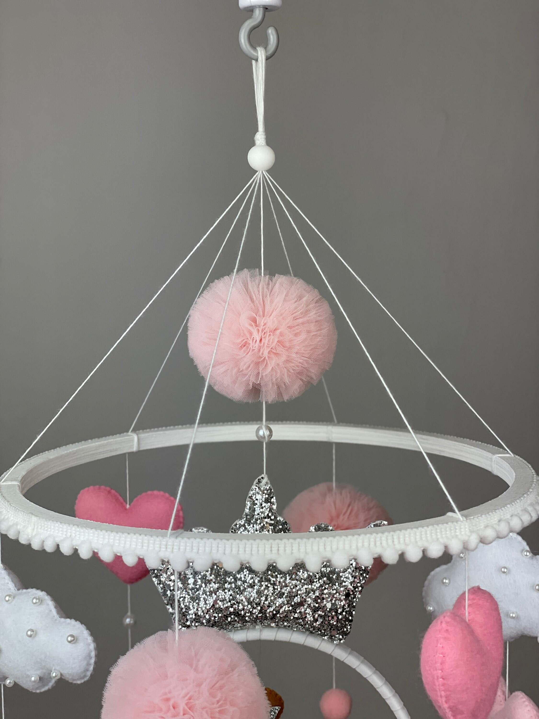 Baby Mobile Girl Princess Nursery Boho Mobile Felt Baby Mobile Baby ...