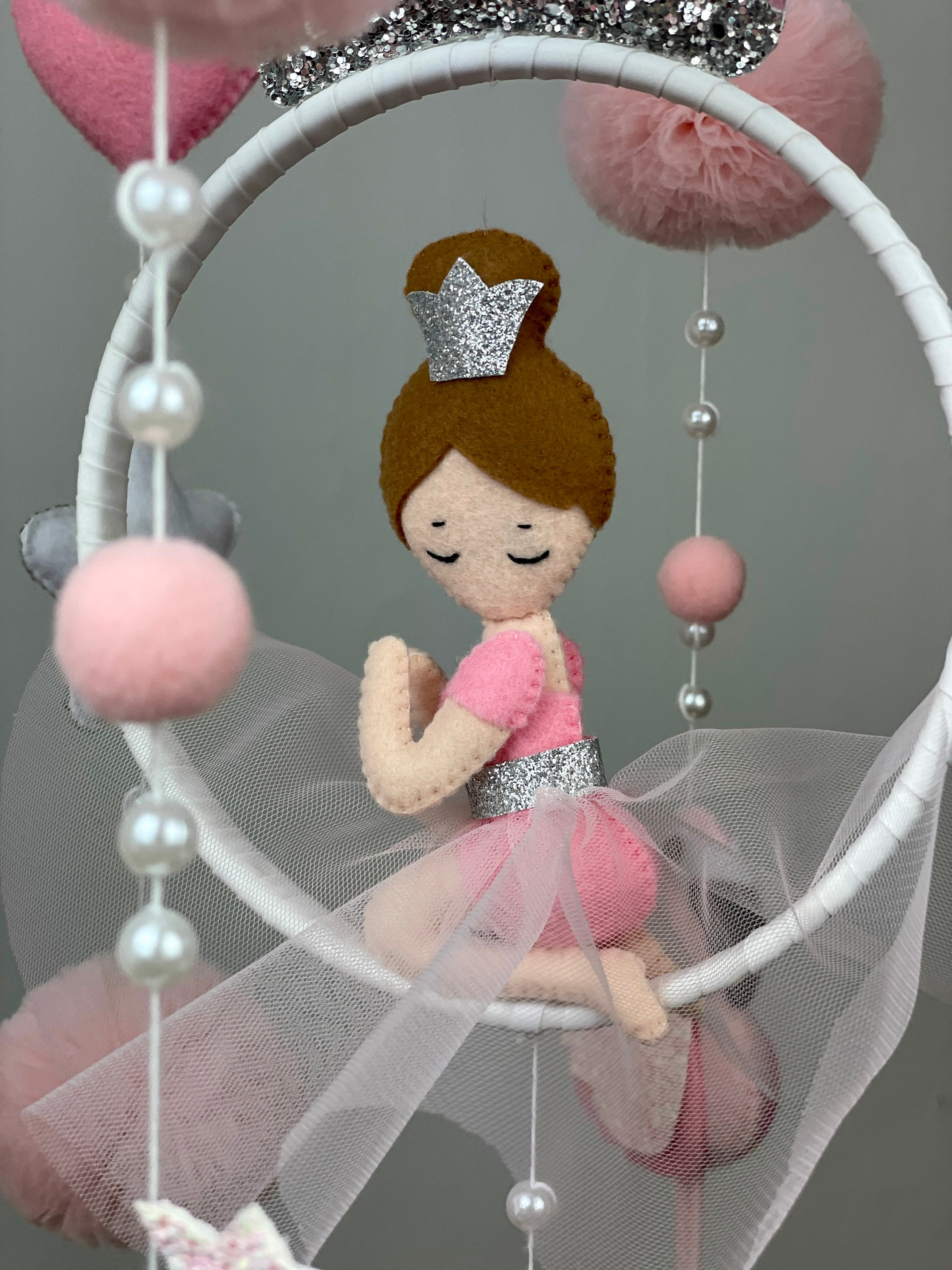 Baby Mobile Girl Princess Nursery Boho Mobile Felt Baby Mobile Baby ...