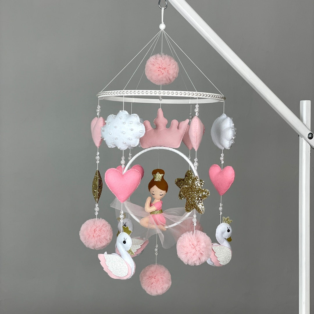Ballerina Baby Mobile Girl Princess Nursery Decor Swan Mobile Boho Baby ...
