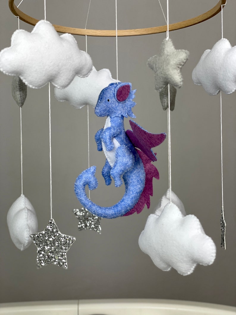 Dragon Baby Mobile Sapphire Dragon Crib Mobile Felt Hanging Dragon ...