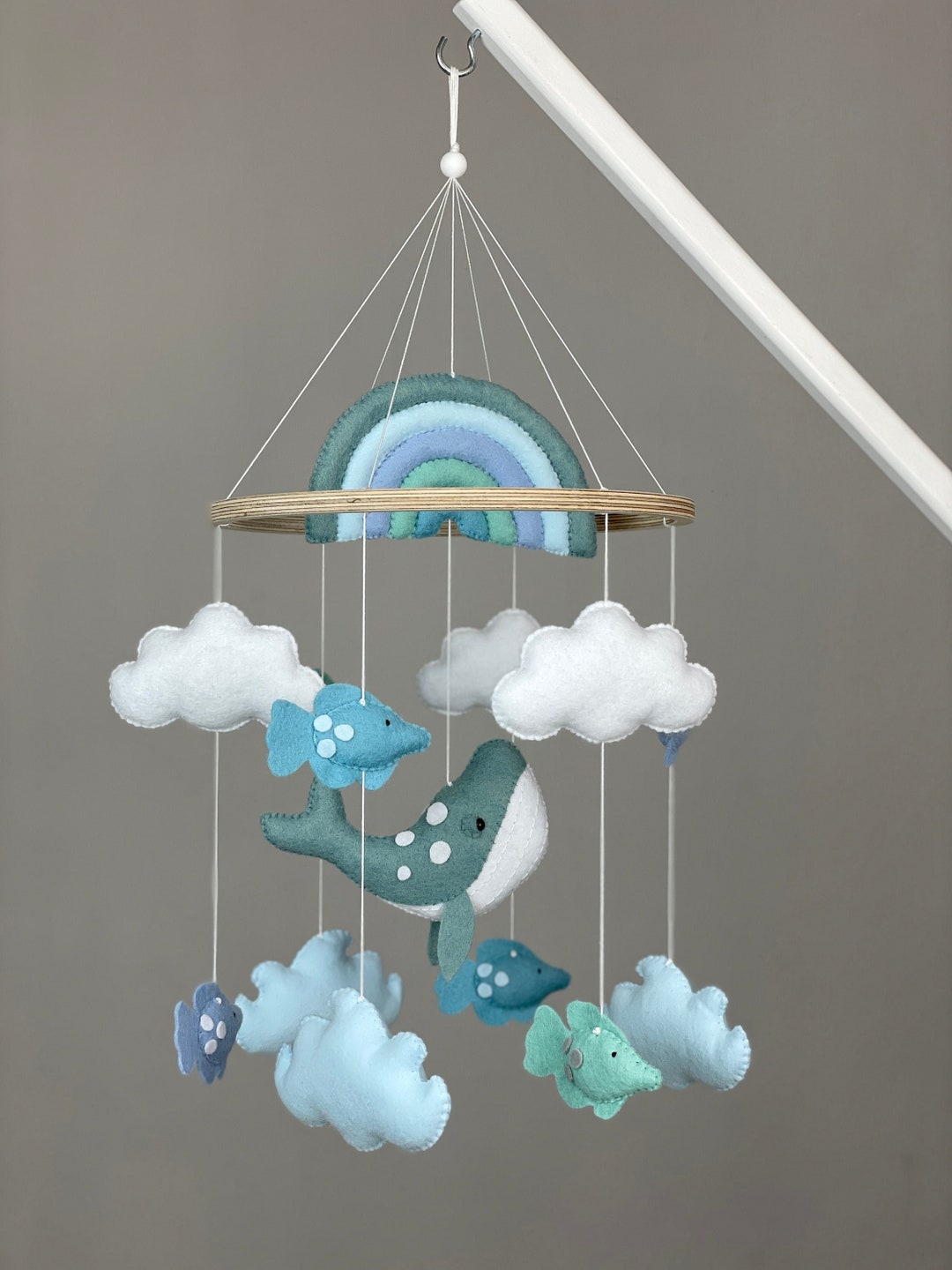 Whale Baby Mobile Boy Ocean Mobile Under the Sea Mobile Coastal Baby ...