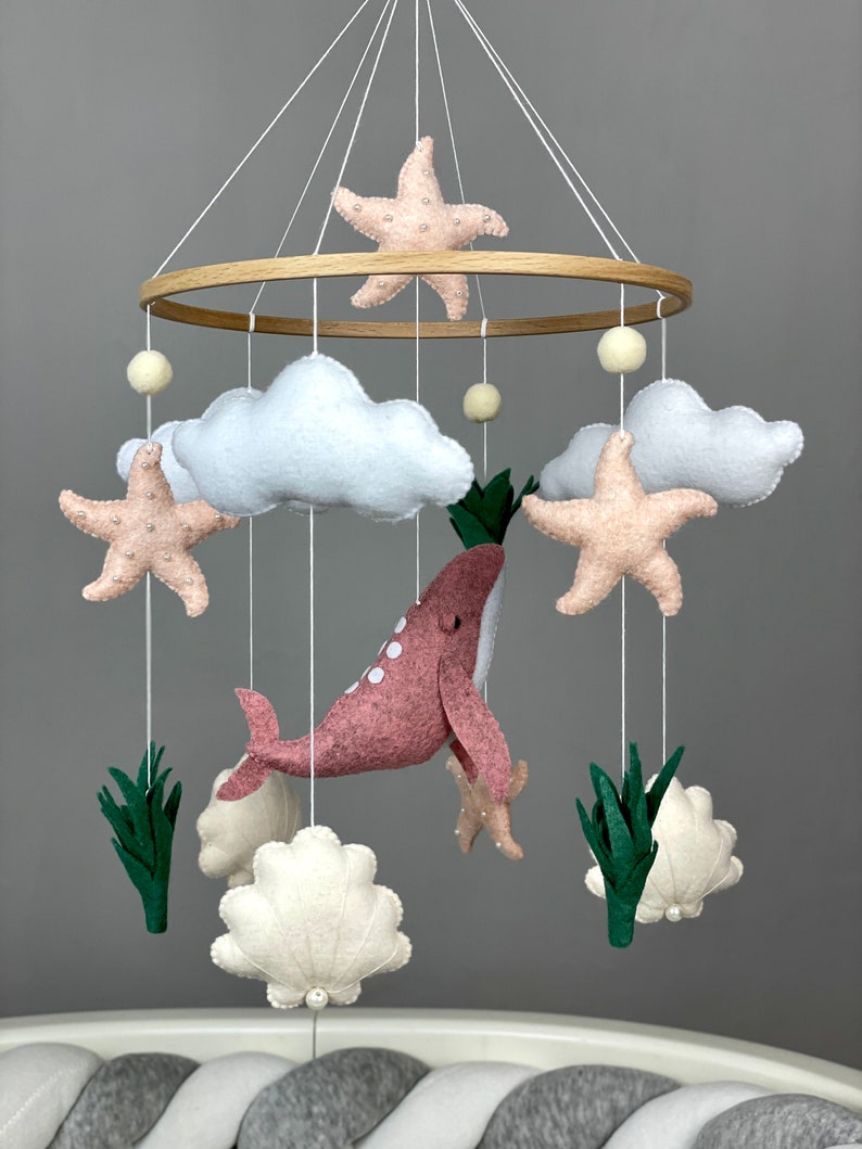 Whale Crib Mobile Girl Ocean Baby Mobile Nautical Nursery Decor ...