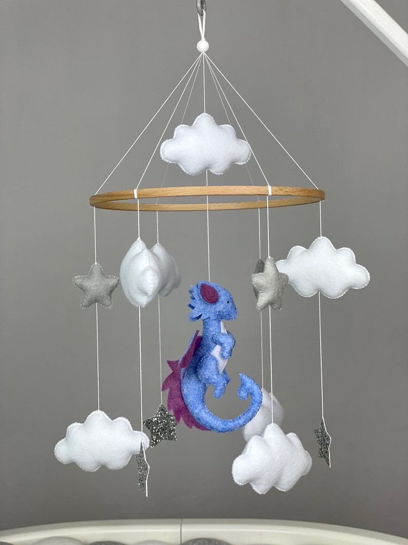 Dragon Baby Mobile Sapphire Dragon Crib Mobile Felt Hanging Dragon ...
