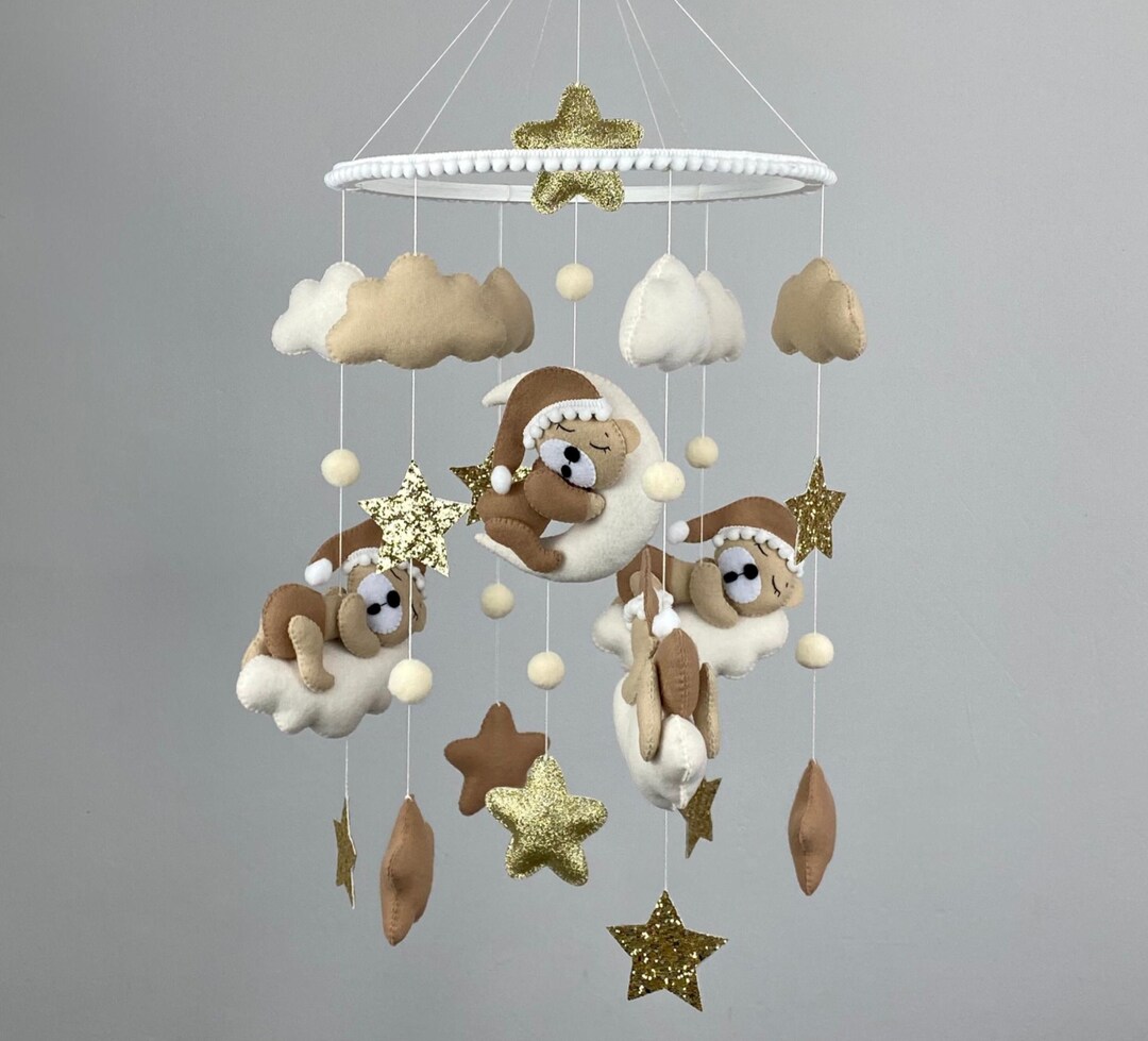 Neutral Baby Mobile Bear Nursery Decor Baby Crib Mobile Teddy Bear ...