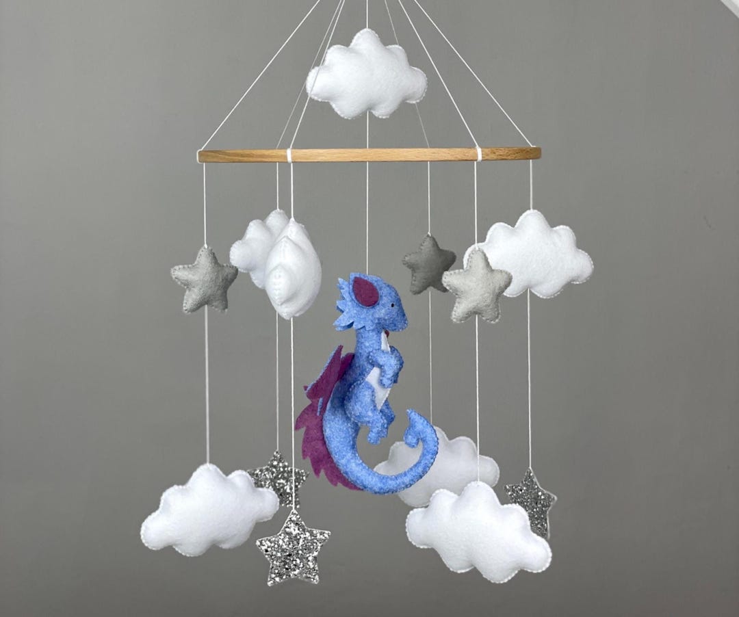 Dragon Baby Mobile Sapphire Dragon Crib Mobile Felt Hanging Dragon ...