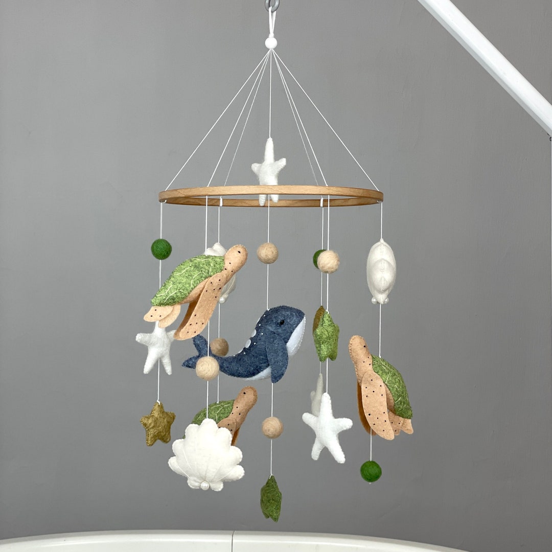 Ocean Baby Mobile Neutral Felt Whale Mobile Crib Turtle Mobile Nautical ...