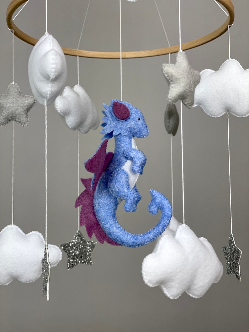 Dragon Baby Mobile Sapphire Dragon Crib Mobile Felt Hanging Dragon ...