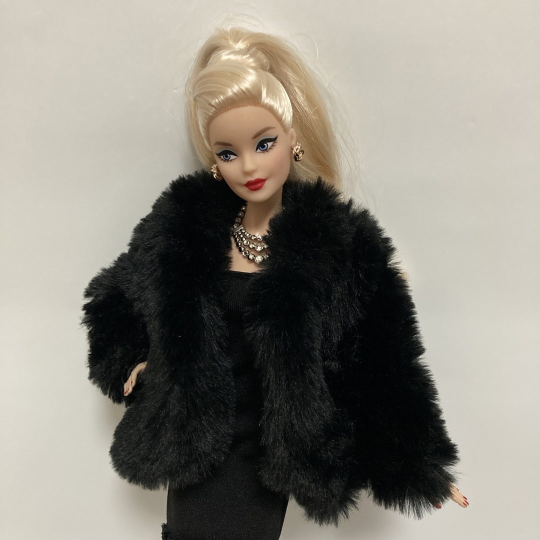 Black Fur Jacket Doll Clothes Fake Fur Jacket for 12inches Doll for B ...