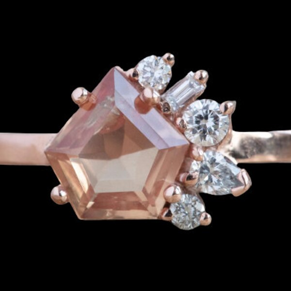 Peach Sapphire Ring - Etsy
