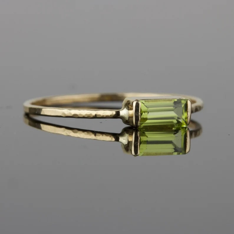 Peridot Baguette Ring baguette Ring Baguette Peridot Ring - Etsy