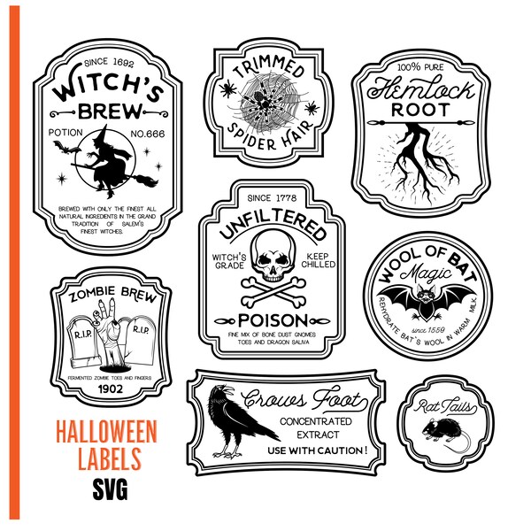 Halloween Label Svg - Etsy