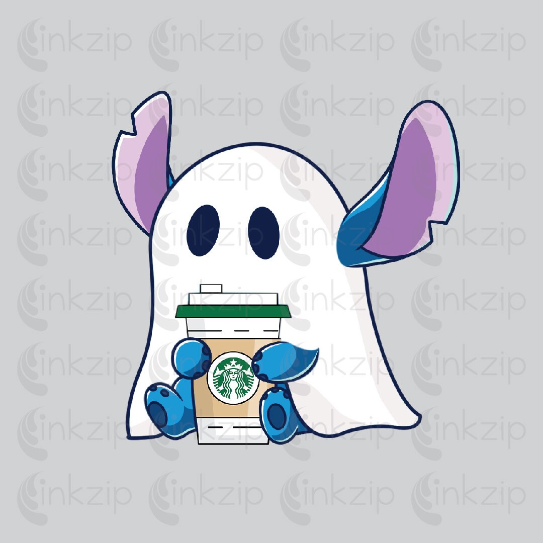 Stitch Boo Cute Ghost With Coffee PNG HRD File, Halloween Stitch - Etsy