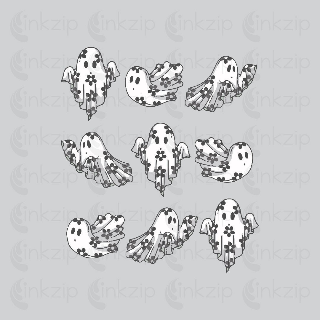 Flower Ghost Pattern Digital Png File HDR. Cute Halloween Ghost. Groovy ...