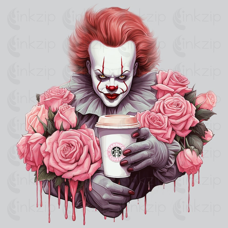 Penny Clown With Starbuck Coffee Horror Movie HD Bundle PNG FILE ...