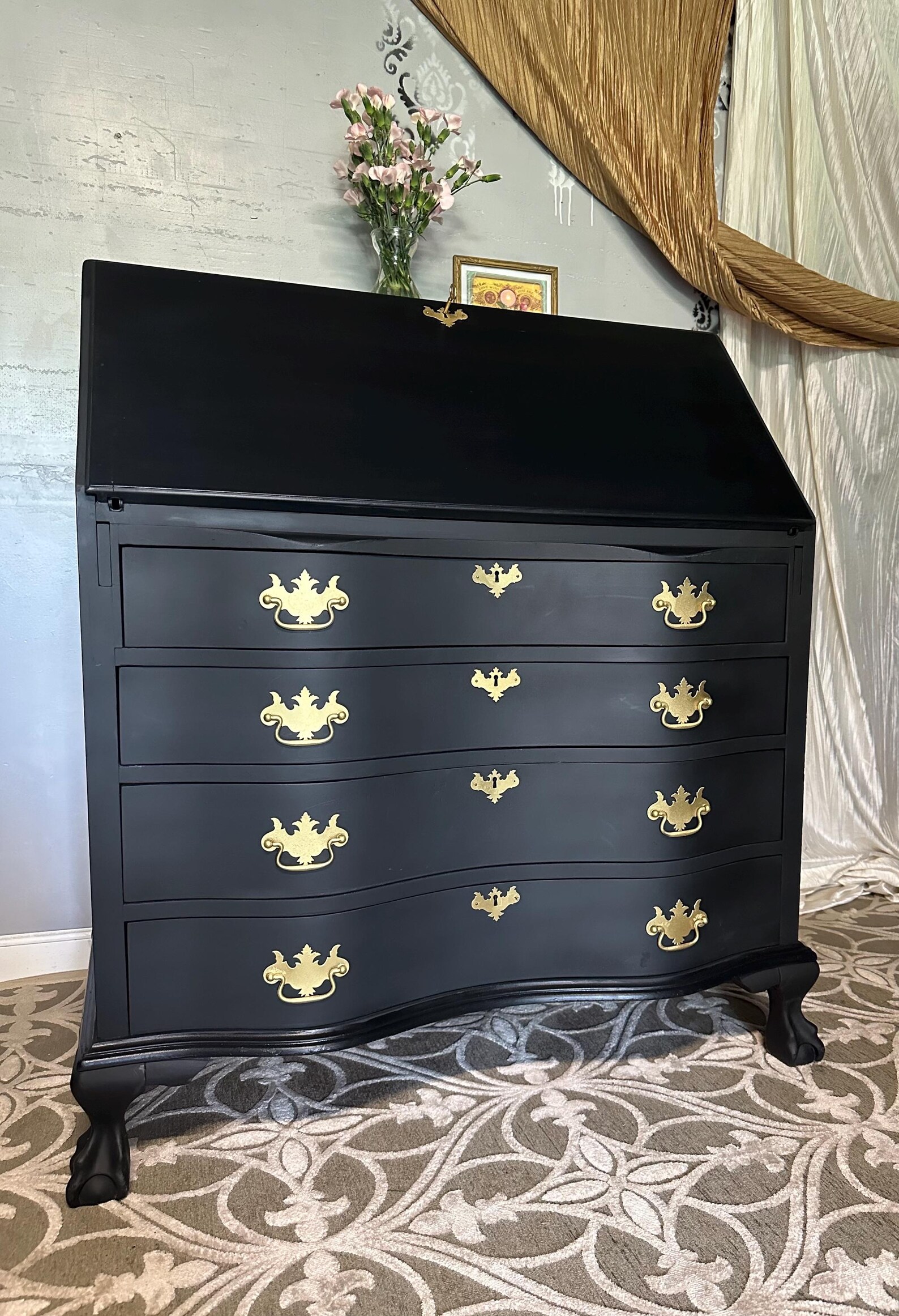 Black Vintage Secretary Desk - Etsy