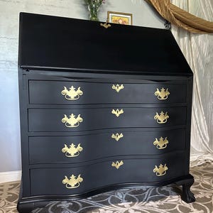 Black Vintage Secretary Desk - Etsy