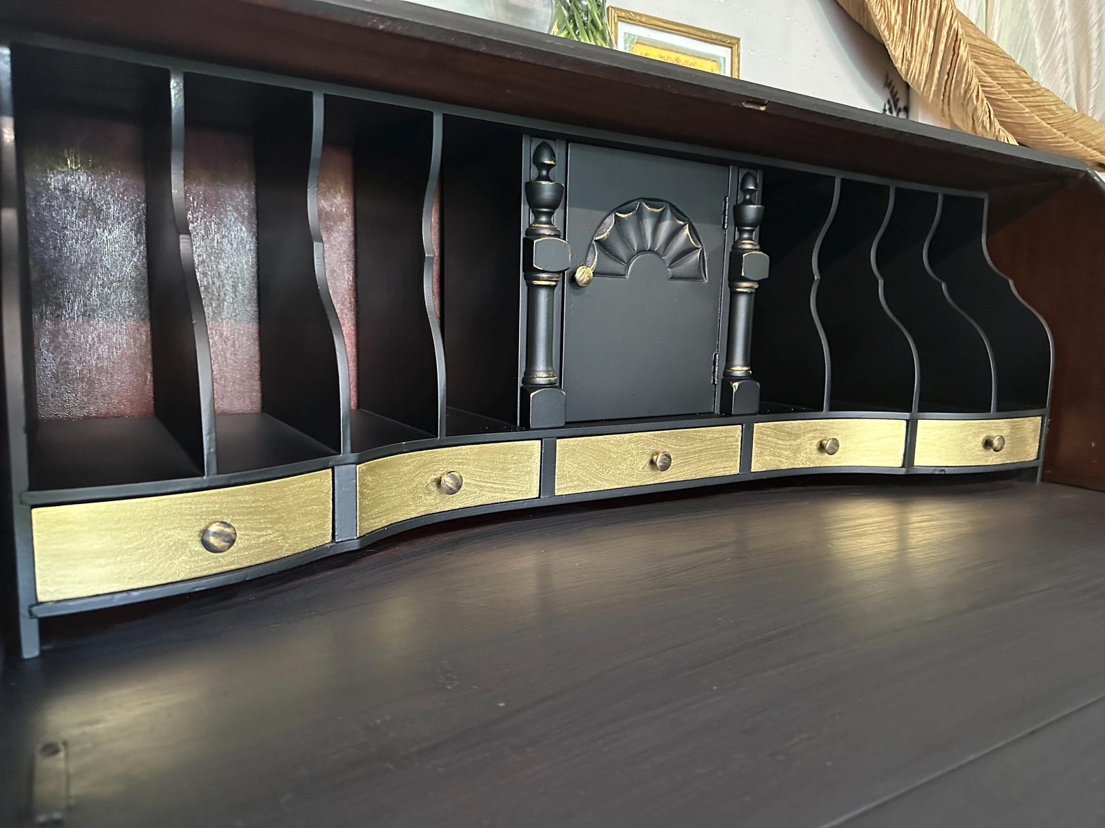 Black Vintage Secretary Desk - Etsy