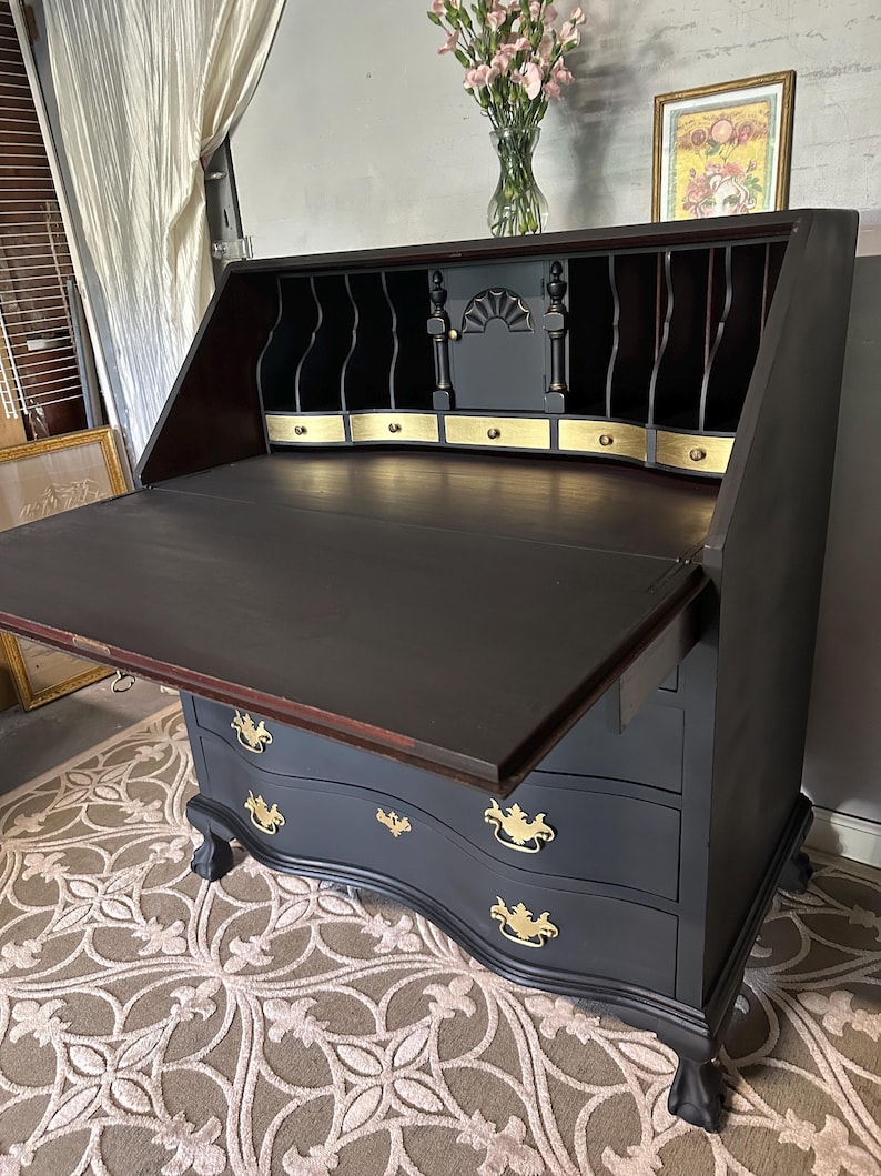 Black Vintage Secretary Desk - Etsy