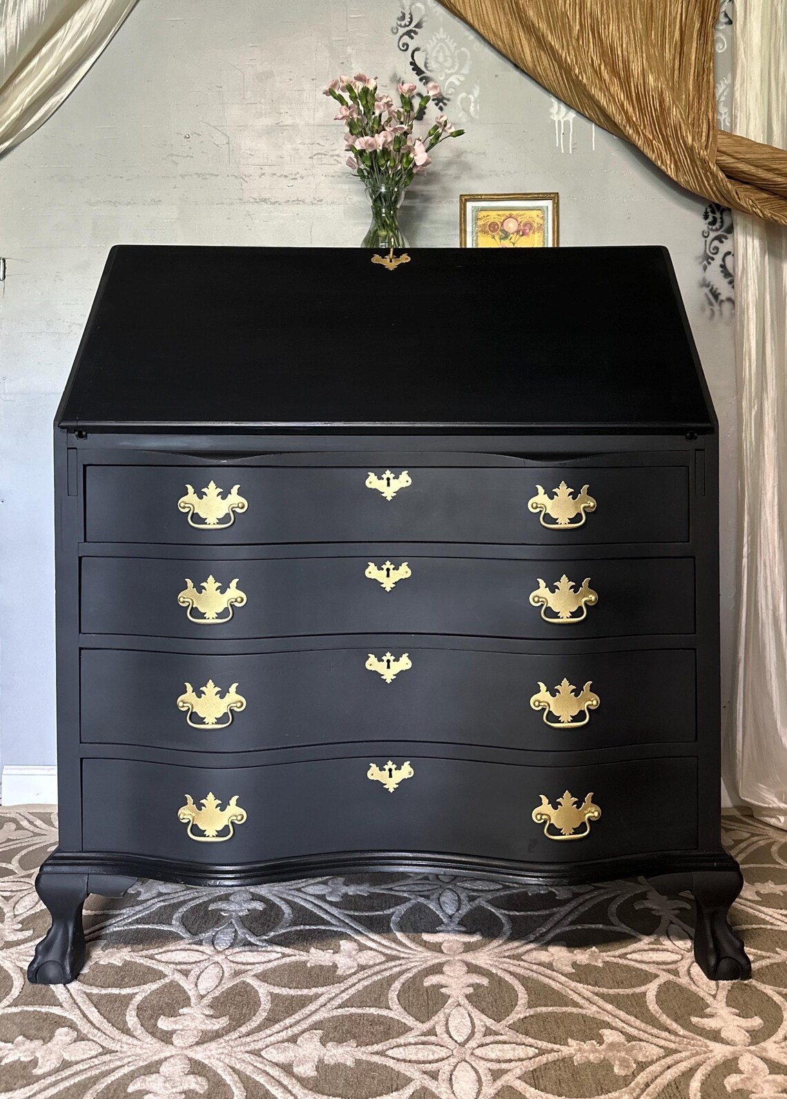 Black Vintage Secretary Desk - Etsy
