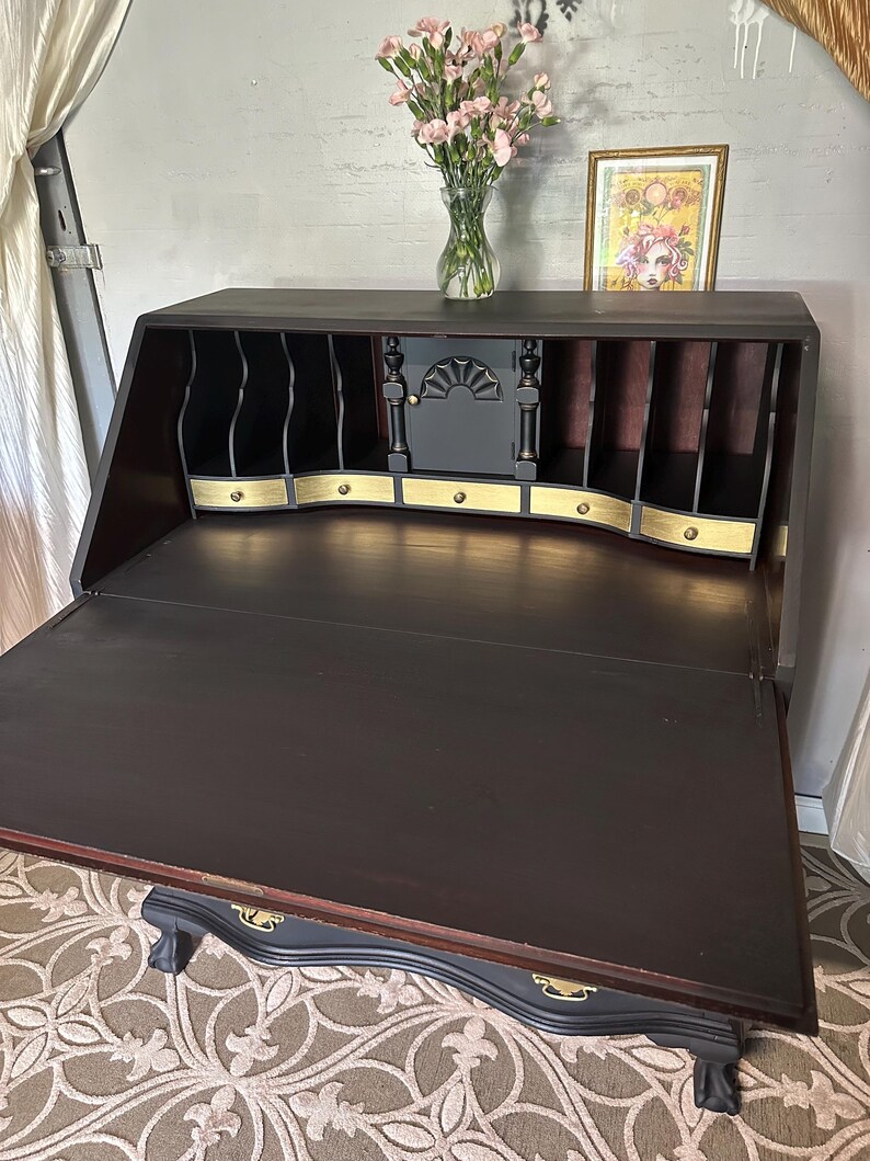 Black Vintage Secretary Desk - Etsy