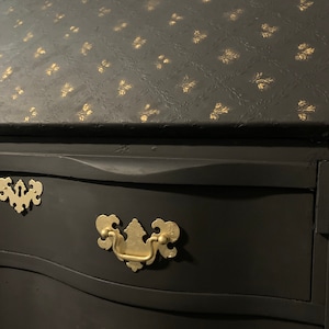 Hand Painted Secretary Desk With Embossed Wallpaper - Etsy