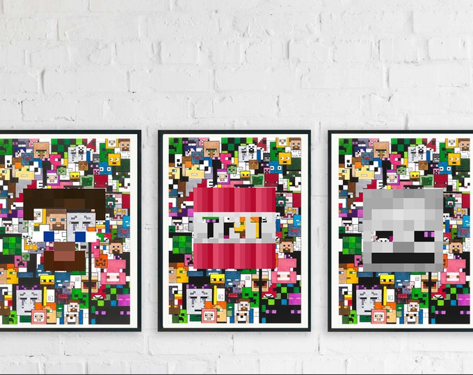 Minecraft Print, Minecraft Character, Markers Art, Wall Art, Gaming Art ...