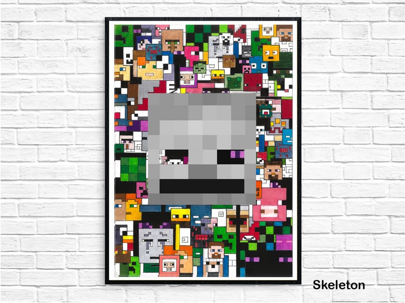 Minecraft Print, Minecraft Character, Markers Art, Wall Art, Gaming Art ...