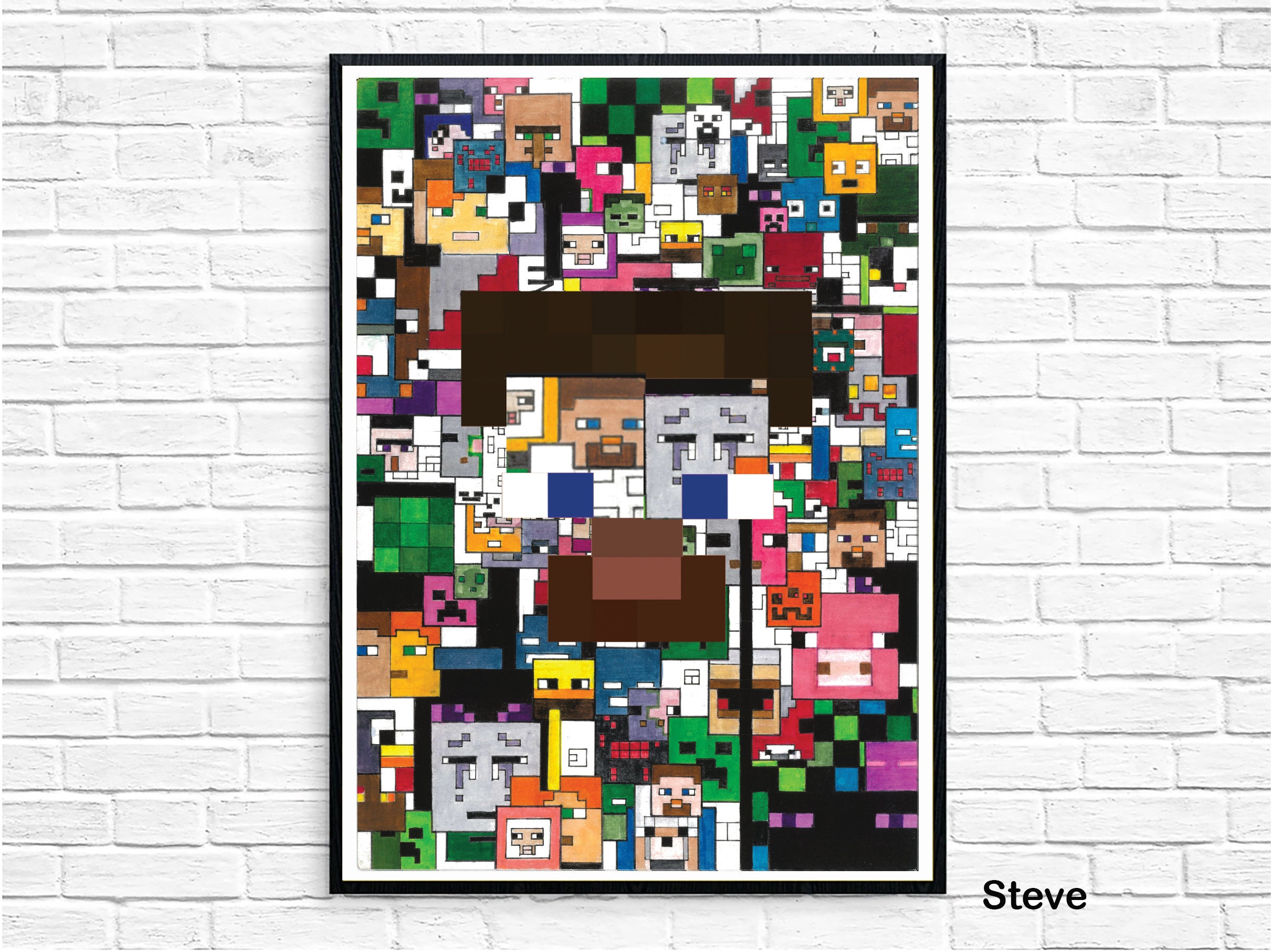 Minecraft Print, Minecraft Character, Markers Art, Wall Art, Gaming Art ...