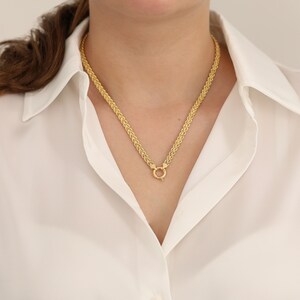 14k Gold Rope Chain Necklace | Sailor Lock Clasp, Reversible Straw Mesh ...