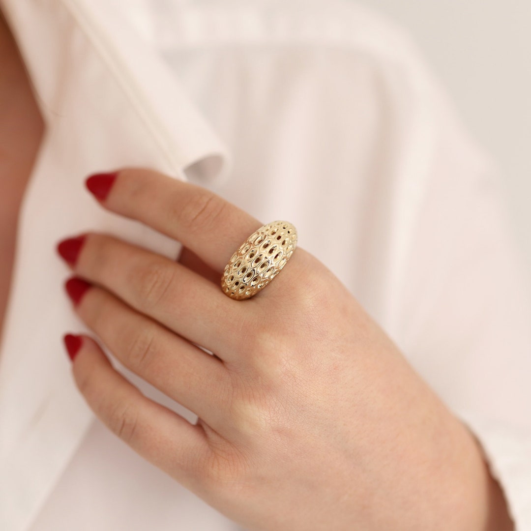 14K Gold Chunky Forefinger Ring | Stackable Chic Ring, Marvelous Thick ...