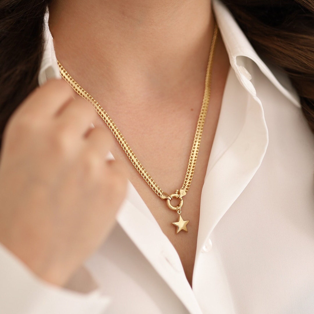 14k Gold Vienna Charm Necklace | Heart Padlock Clover Butterfly Multi ...