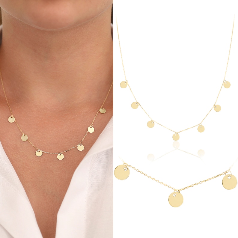 14k Gold Dainty Coin Fringe Necklace | Bohemian Multi Coin Layering ...
