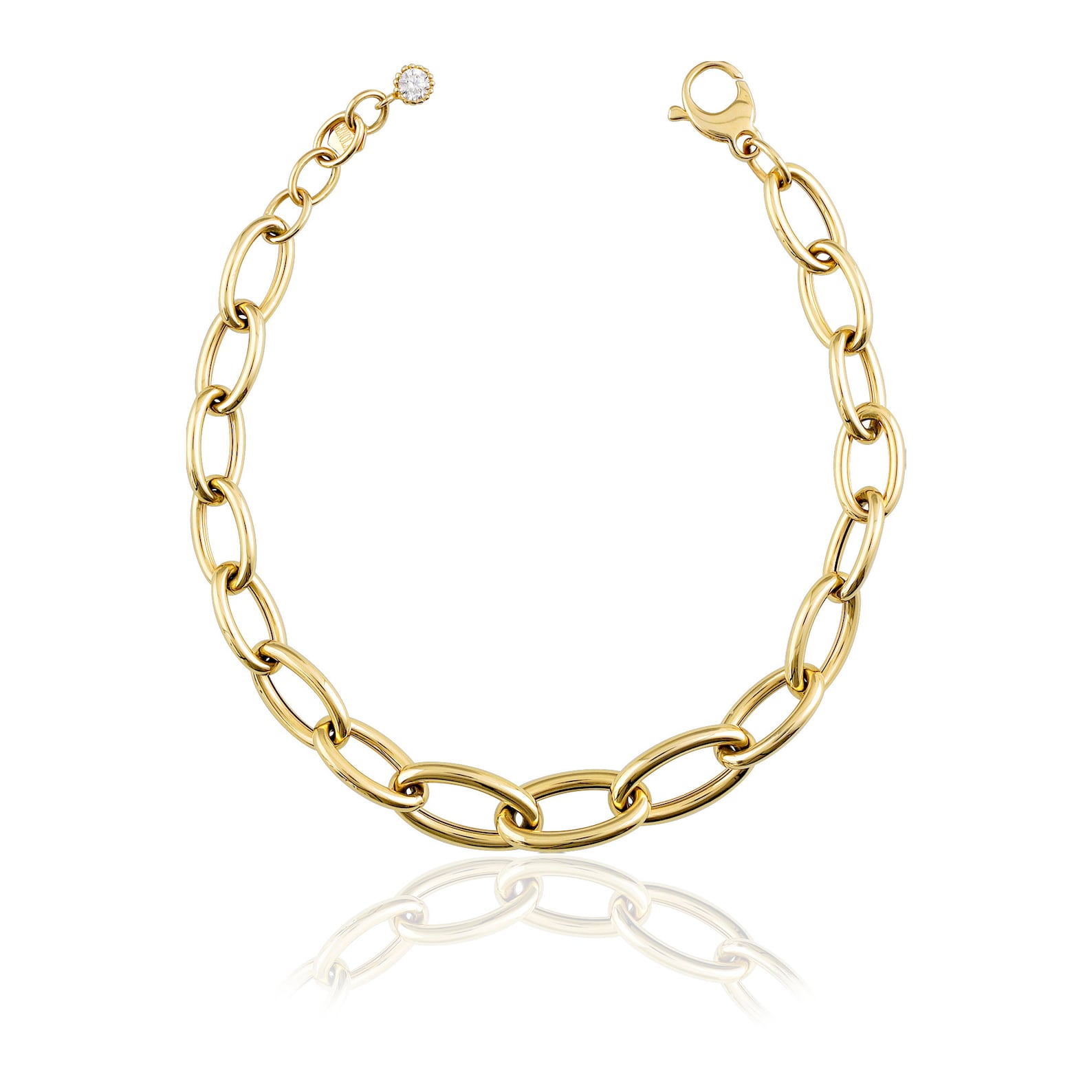 14k Gold Oval Link Bracelet Thick & Flashy Graduated Chain - Etsy