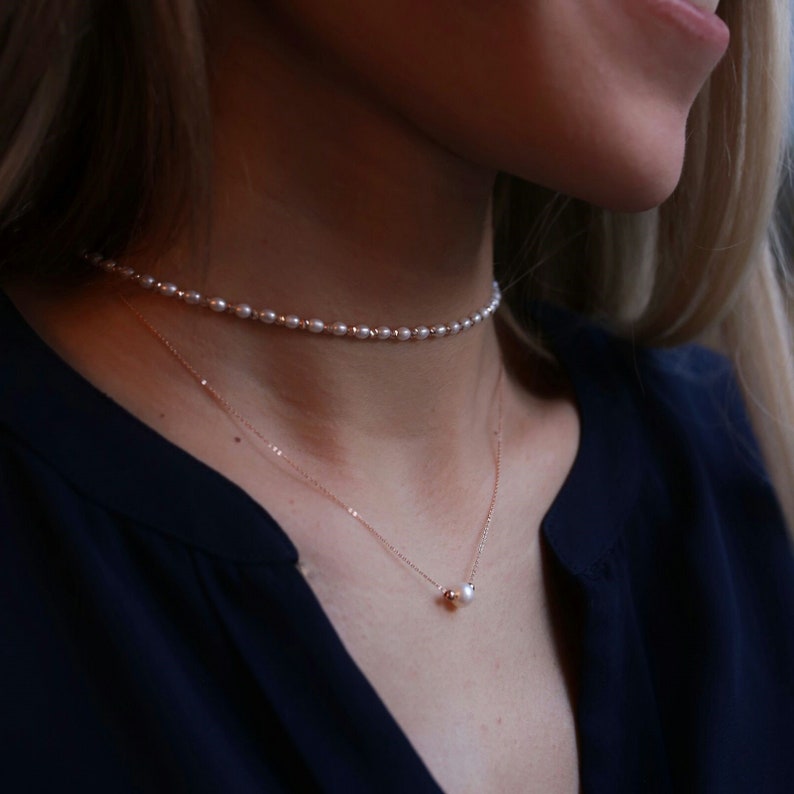 14k Gold Pearl Necklace | Minimalist Round AAA Pearl Pendant Jewelry - Etsy