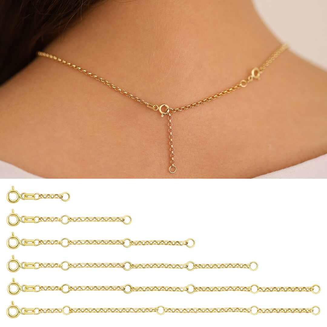 14k Gold Rolo Extender | Rolo Chain Extension for Necklaces and ...