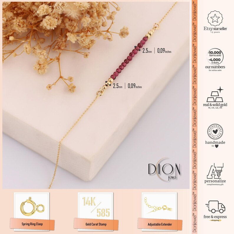 14k Gold Red Jade Necklace | Natural Gemstone Beads, Minimal Round Jade ...