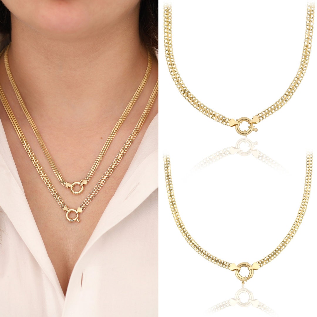 14K Gold Vienna Chain Necklace Double Curb Chain Sailor - Etsy