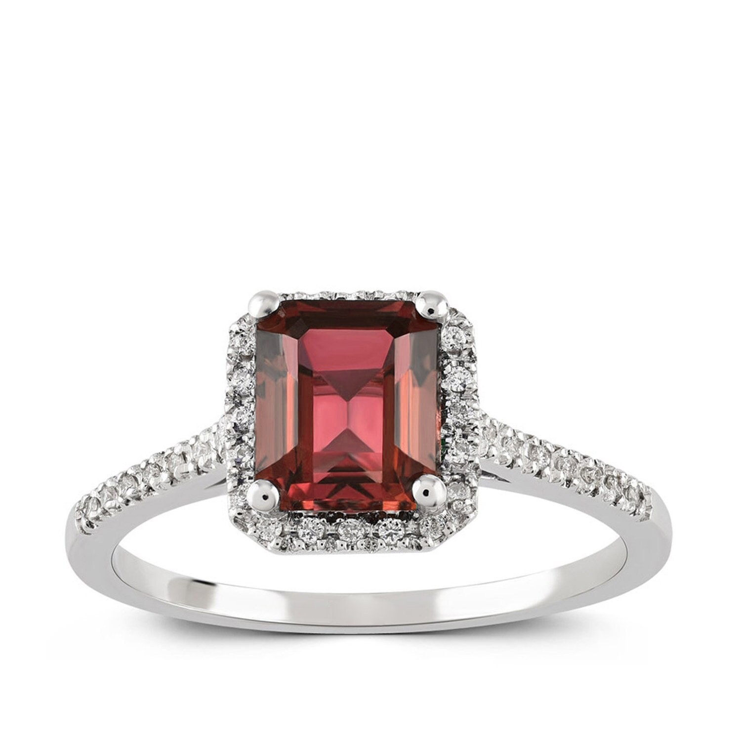 Ring Ruby Gold Vintage Ruby Square Ring W Paved Diamonds Etsy
